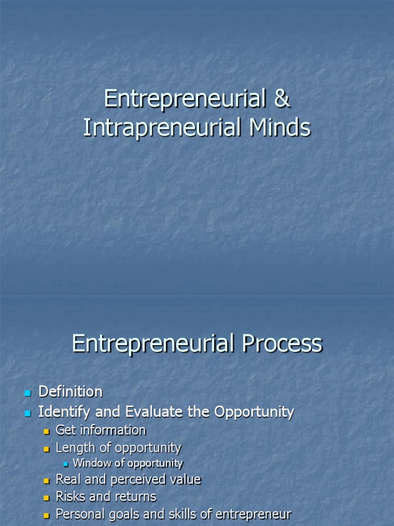 Entrepreneurial & Intrapreneurial Minds | Download Free PDF ...