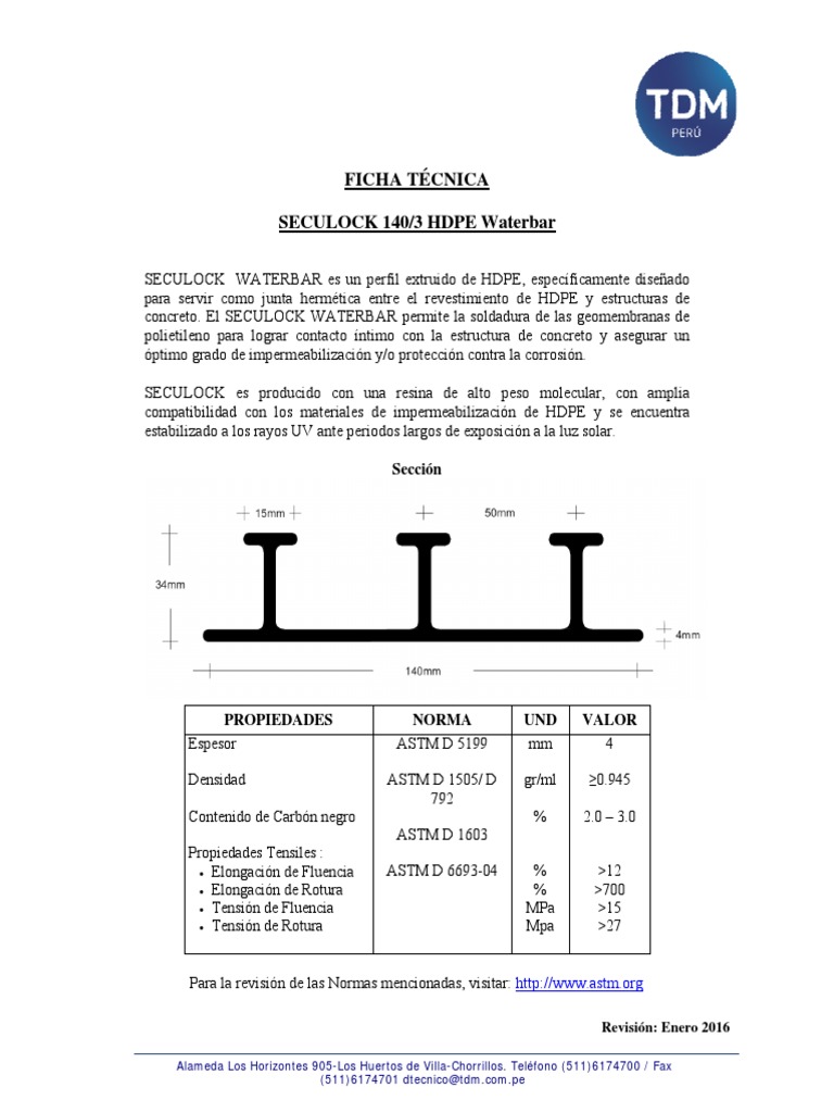 Seculock 140-3 HDPE Waterbar | PDF