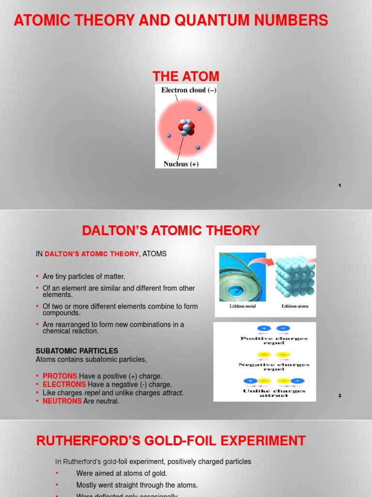 Atomic Theory and Quantum Numbers | PDF | Atoms | Atomic Nucleus
