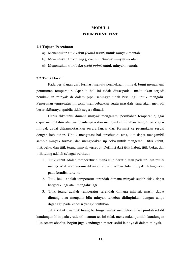 Modul 2 Pour Point Test | PDF