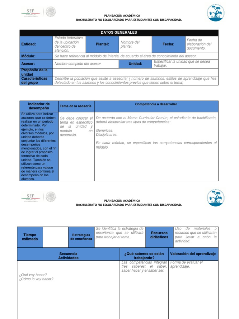 Formato de CAED | PDF | Maestros | Planificación