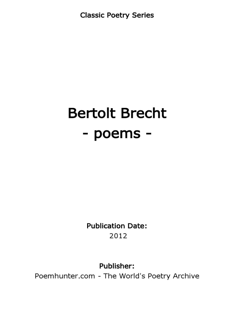 Bertolt Brecht Poems 2012-3-60pg | PDF | Theatre | Entertainment (General)