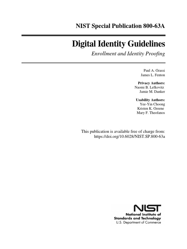 Nist Dig Id Gdlnes Enrollmt and Id Proofing Sp800 63a | PDF ...