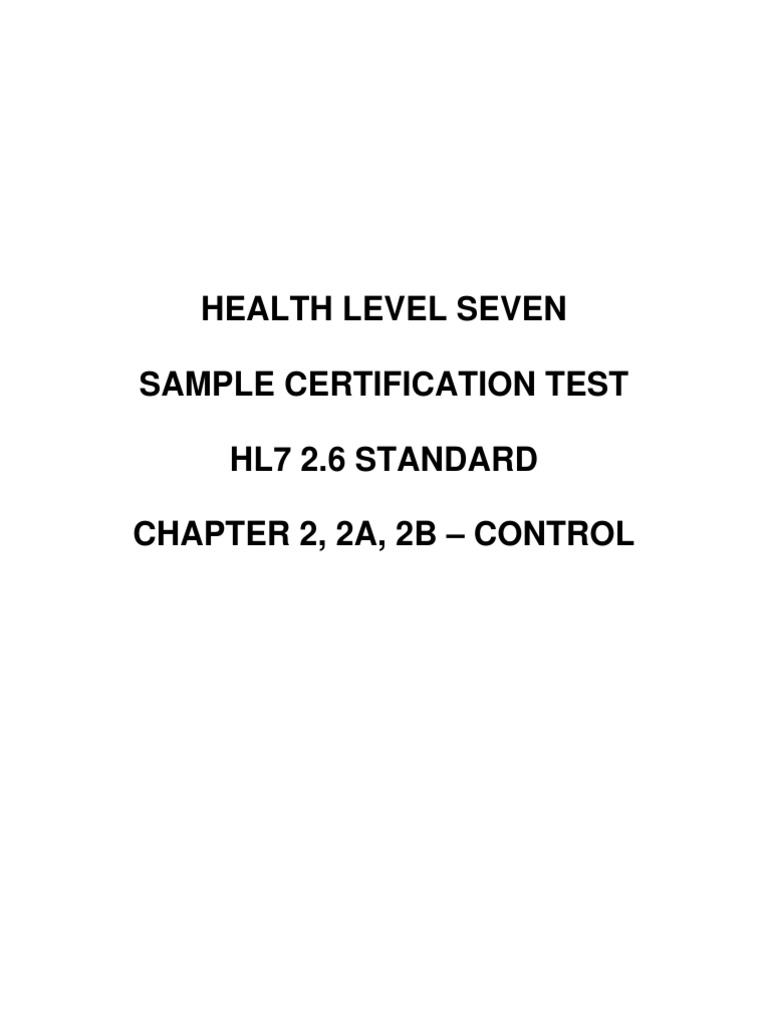 Hl7 Sample Test 2 6 | PDF
