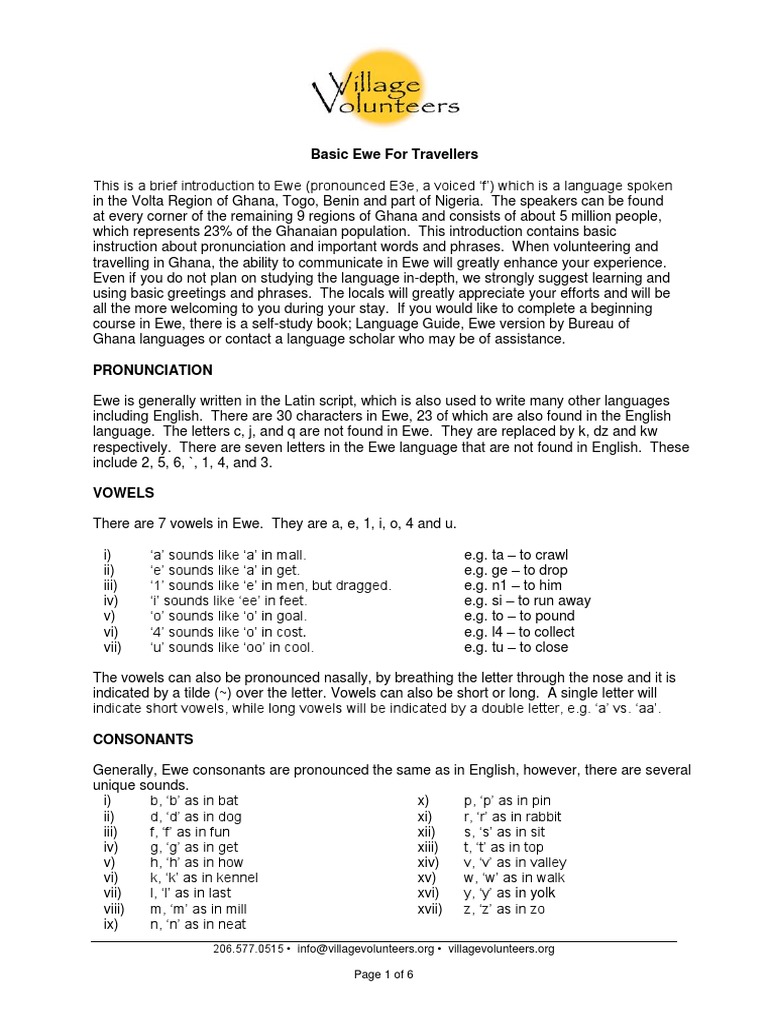 Ewe Language Guide | English Language | Symbols