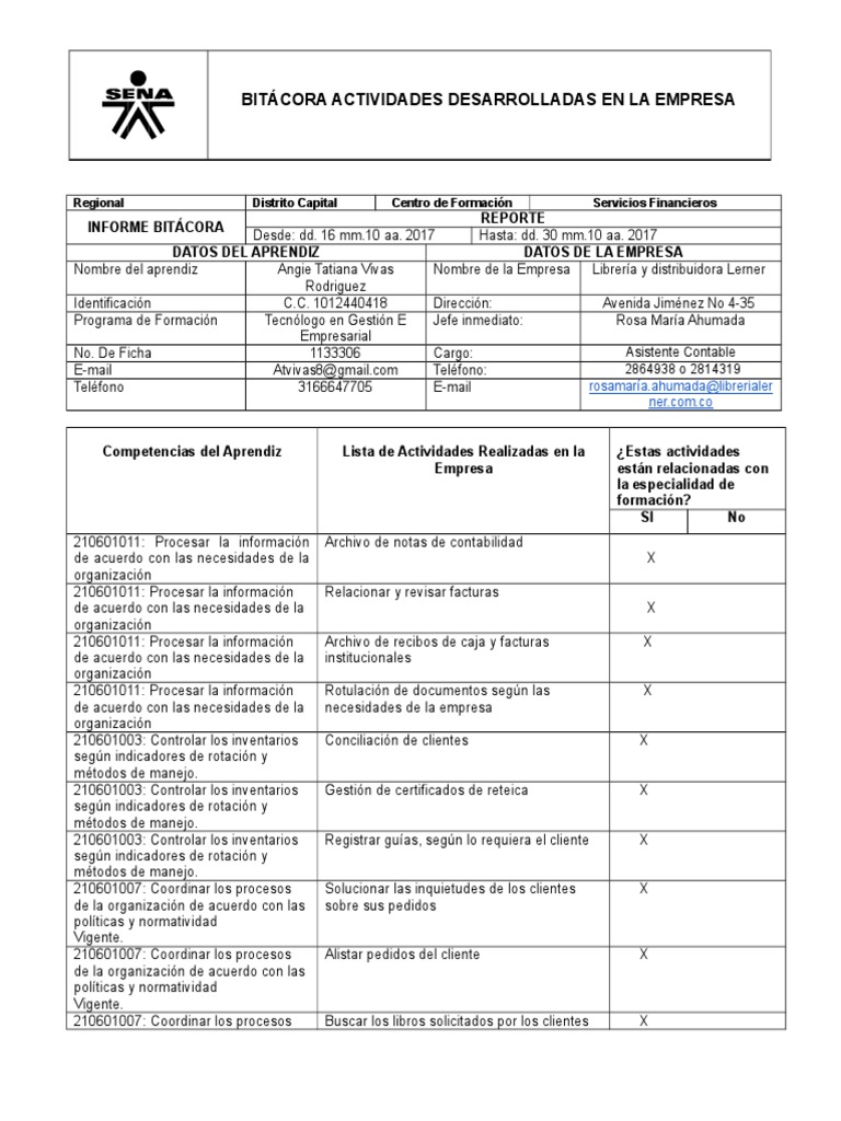 PLANTILLA BITACORA | Contabilidad | Tecnología