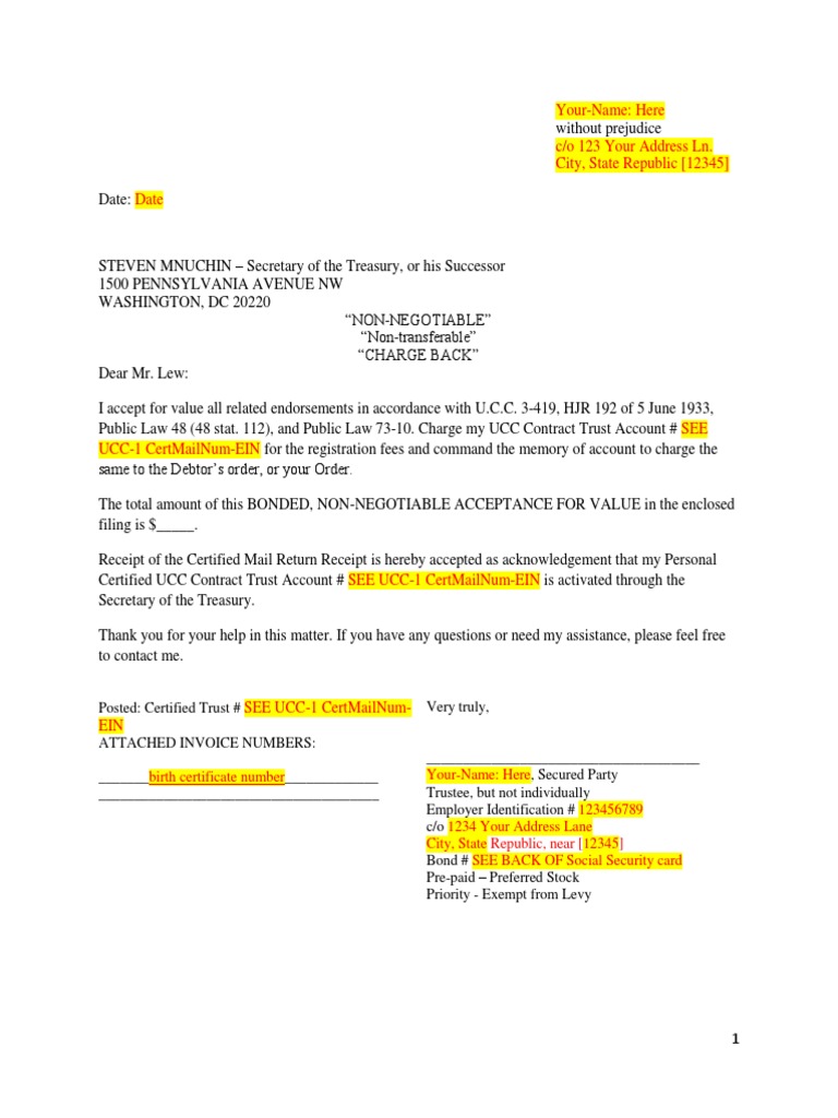 Charge Back Secretary Treasury Template | PDF