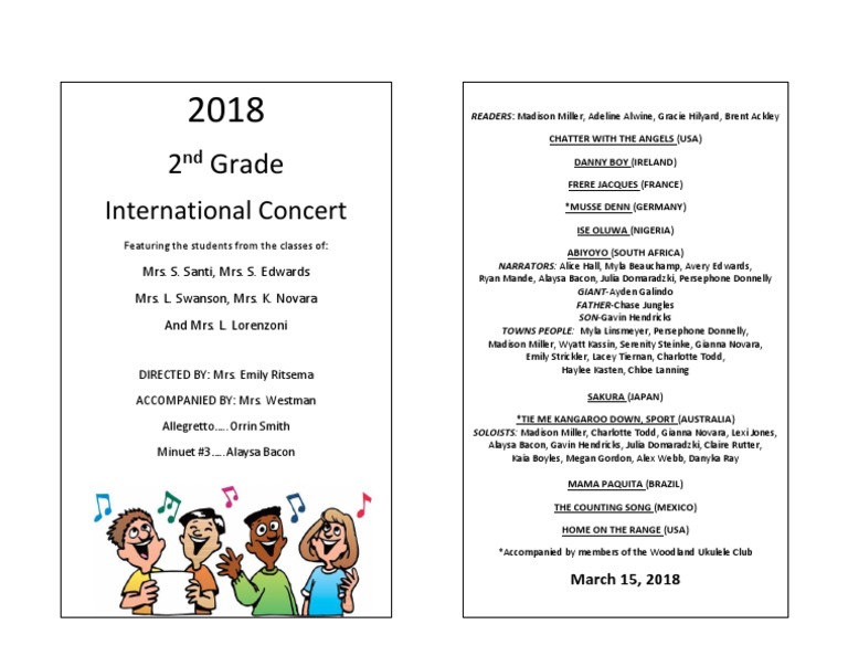 2nd Grade International Concert 2018 | PDF | Entertainment (General)