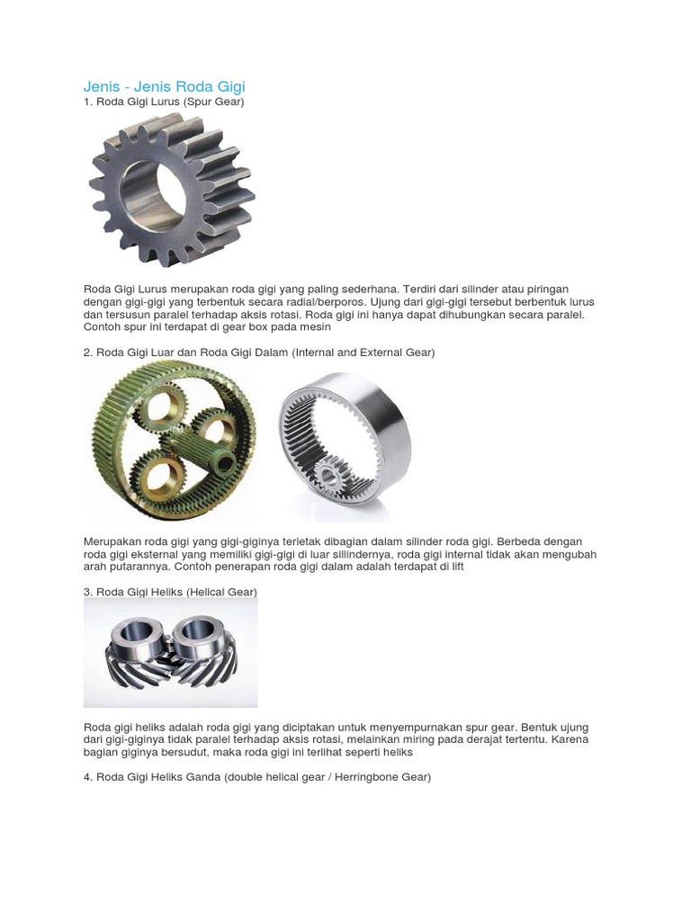 jenis roda gigi yang digunakan dalam transmisi - Theresa Poole