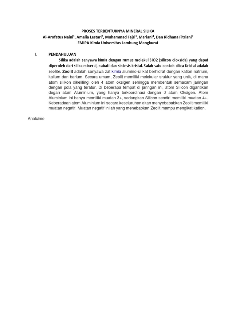 Silika Adalah Senyawa Kimia Dengan Rumus Molekul SiO2 | PDF