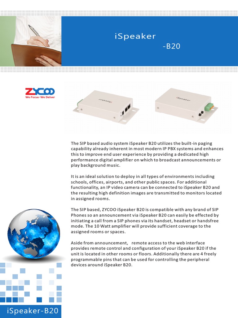 Ispeaker B20 Datasheet | PDF | Session Initiation Protocol | Telephone