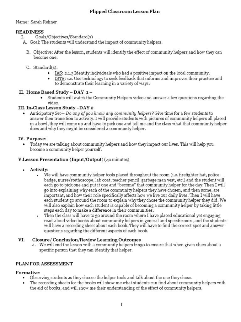 Edu 200 Flipped Classroom Lesson Plan Template | PDF | Teaching ...