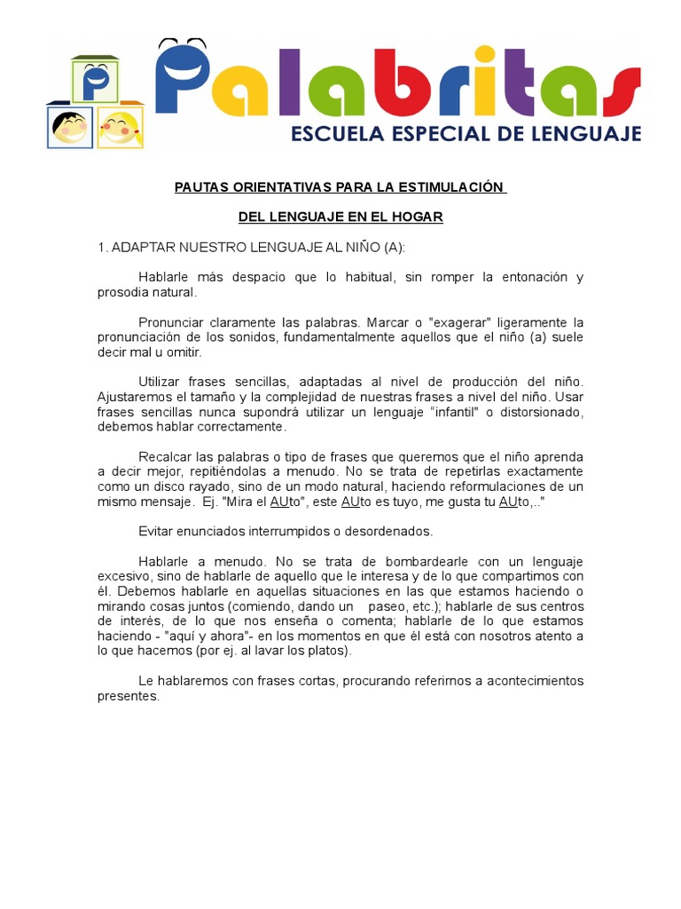 Estimulacion Del Lenguaje en El Hogar | PDF | Adultos | Aquisición de ...
