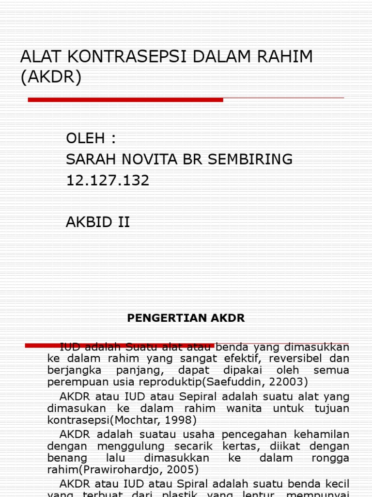 Alat Kontrasepsi Dalam Rahim (Akdr) | PDF