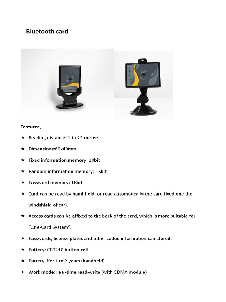 Datasheet of Bluetooth Card | Download Free PDF | Areas Of Computer ...