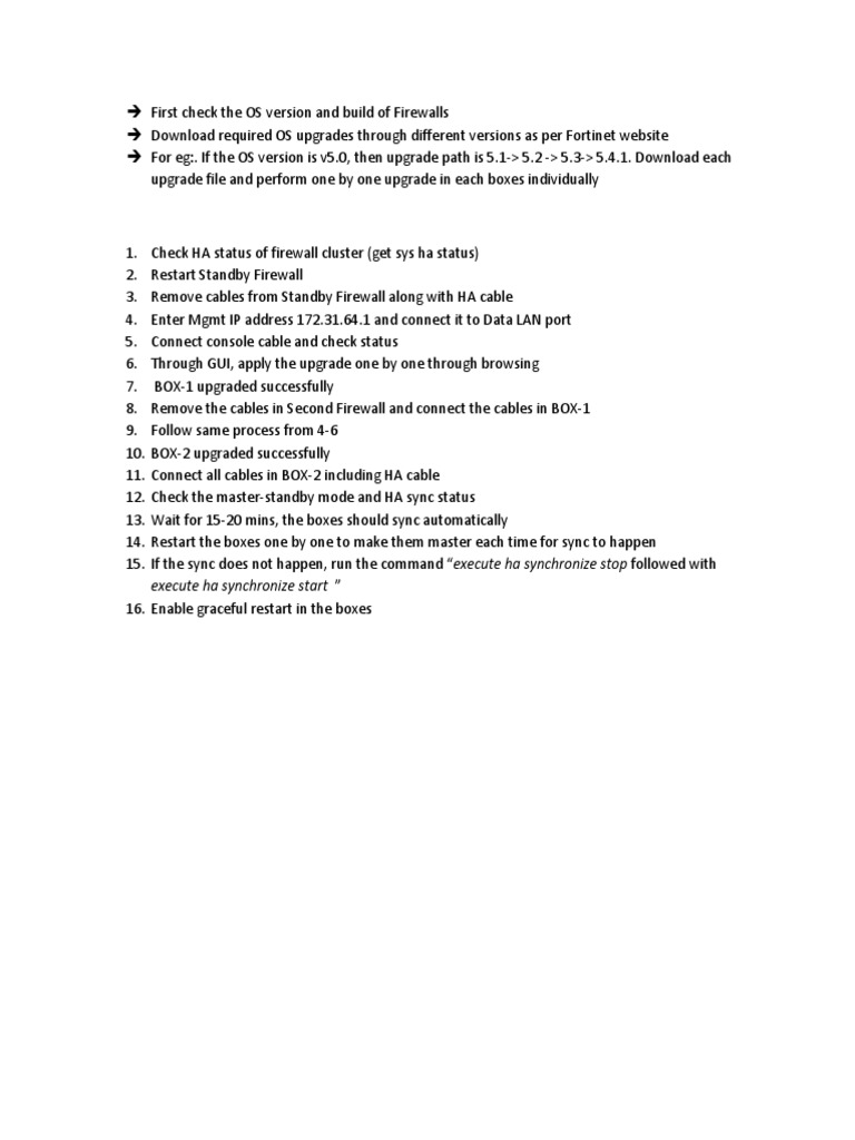 Procedure To Upgrade Fortigate Boxes | PDF