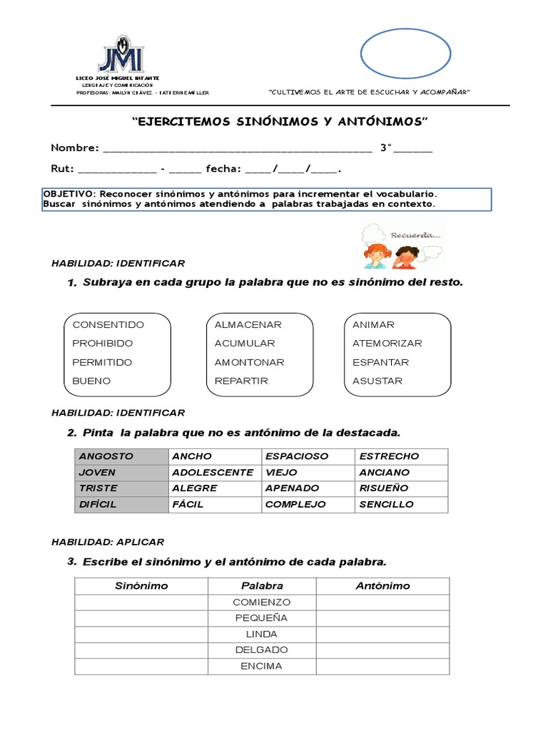 Cultivando el vocabulario a través de sinónimos y antónimos | PDF ...