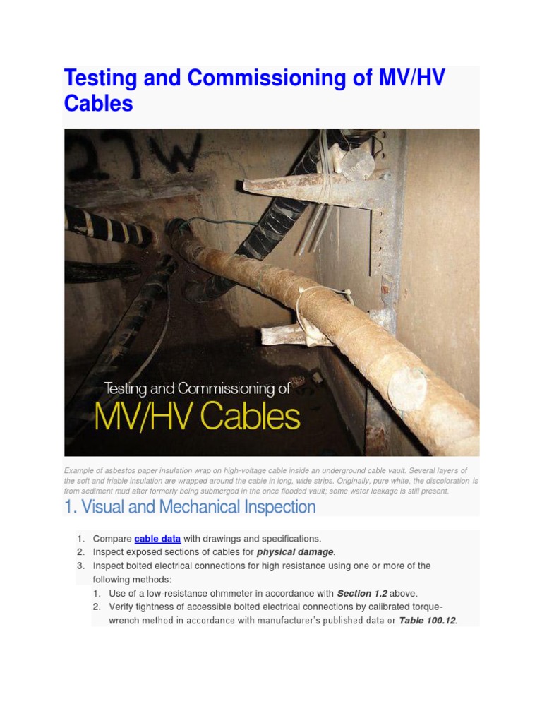 MV Cable Testing Procedures Guide | PDF | Screw | Insulator (Electricity)