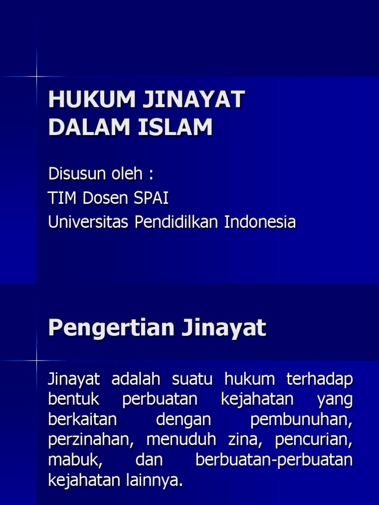 Hukum Jinayat Dalam Islam | PDF