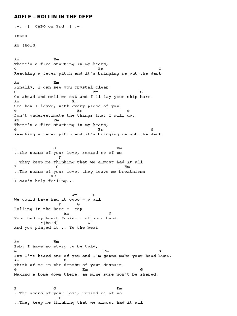 Adele - Rolling in The Deep | PDF | Leisure