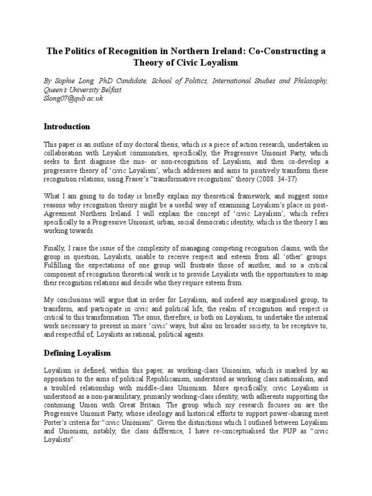 Civic Loyalism in N. Ireland | PDF | Identity (Social Science ...
