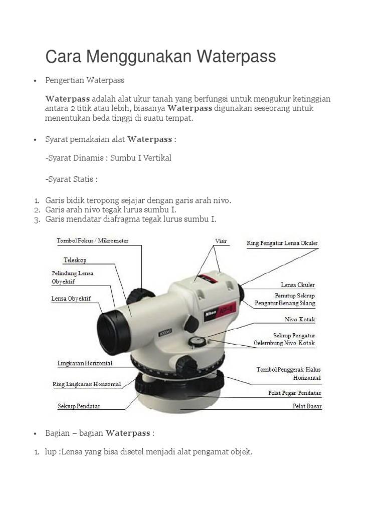 Cara Menggunakan Waterpass | PDF