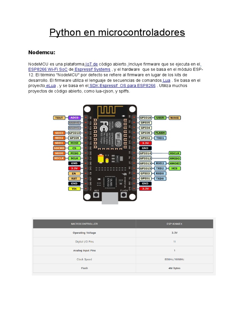 Introducción al uso de MicroPython en NodeMCU para controlar dispositivos IoT | PDF | Python ...