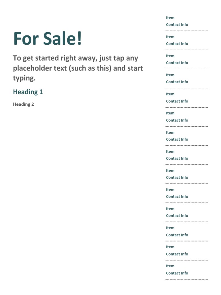 For Sale!: To Get Started Right Away, Just Tap Any Placeholder Text ...
