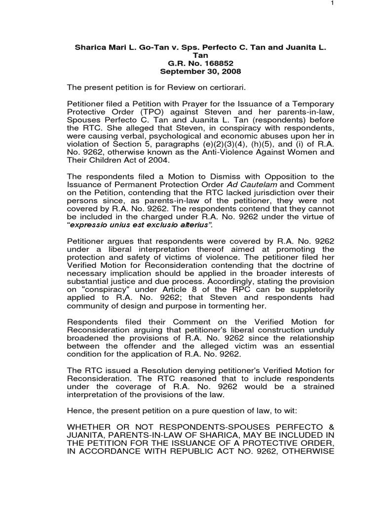 Go Tan v. Tan | PDF | Crime & Violence | Crime Thriller