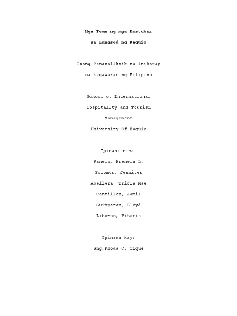 Mga Tema NG Mga Restobar | PDF