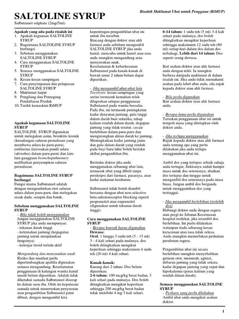 Saltoline Syprup Salbutamol Sulphate DYNAPHARM M SDN. BHD. 16mac2017 BM ...
