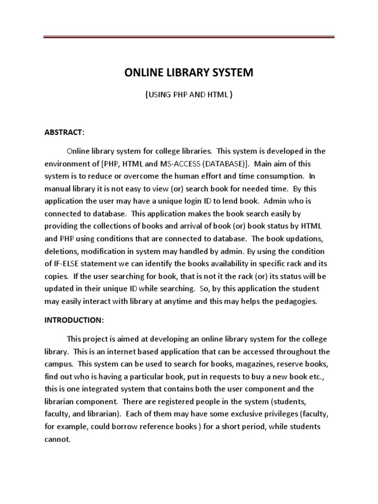Online Library System | PDF | Libraries | Librarian