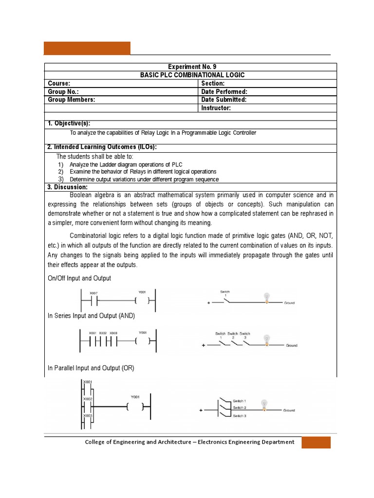 Experiment 9 14 PLC Quiz 3f | PDF | Programmable Logic Controller | Logic Gate