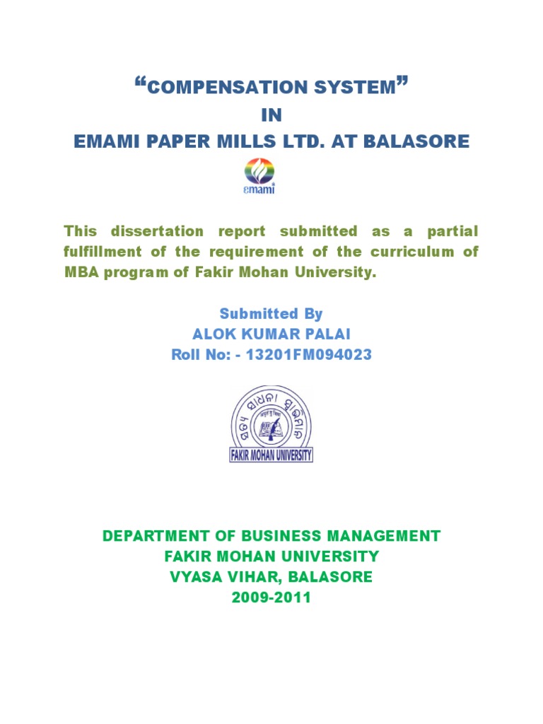 "A Review of Compensatory System" at Emami Paper Mills LTD | PDF ...