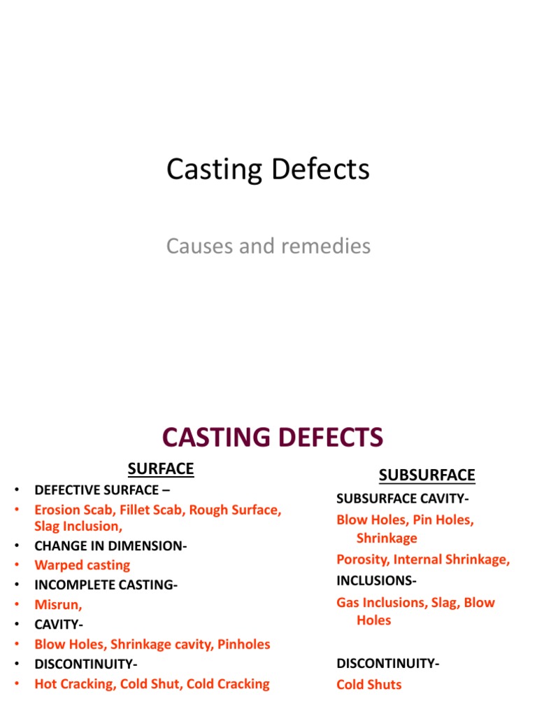 Casting Defects | PDF | Casting (Metalworking) | Building Engineering