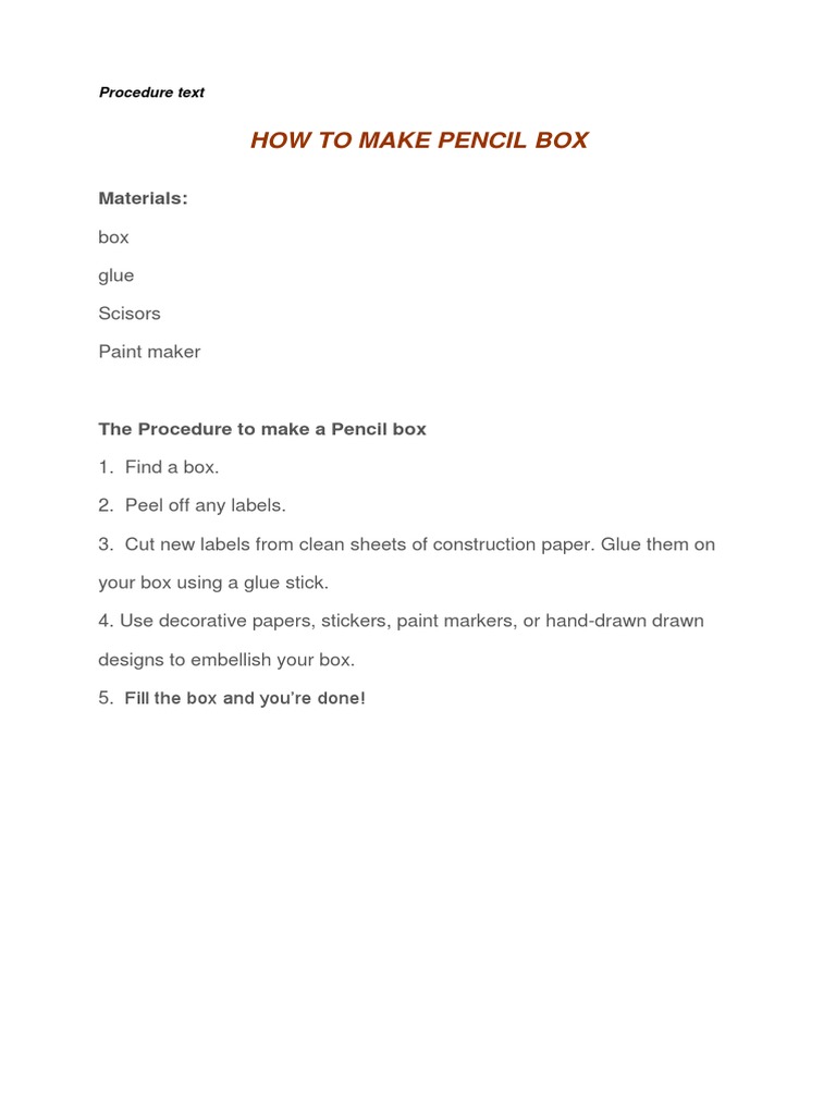 Procedure Text Pencil Box | PDF