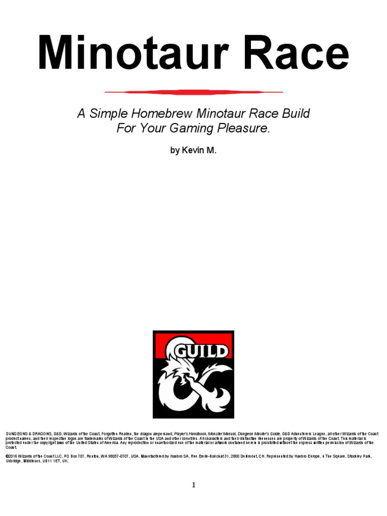 Minotaur Race Build (10164188) | PDF | Dungeons & Dragons | Wizards Of ...