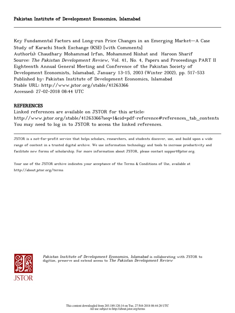 Pakistan Institute of Development Economics, Islamabad The Pakistan ...