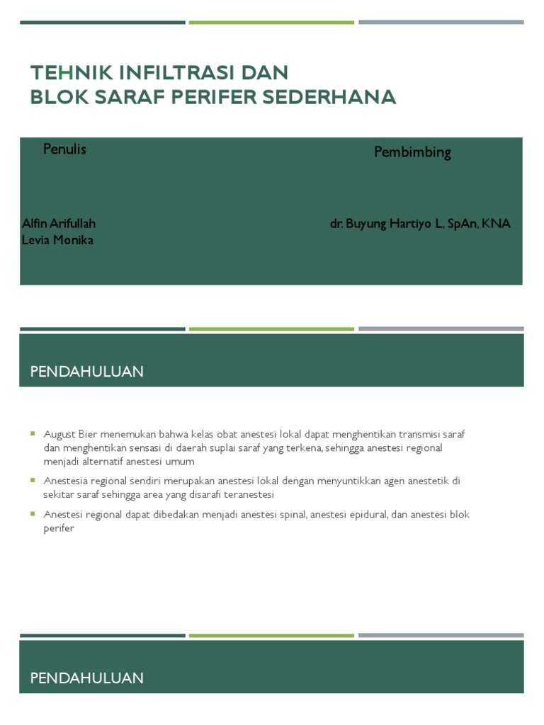 Tehnik Infiltrasi Dan Blok Saraf Perifer Sederhana | PDF