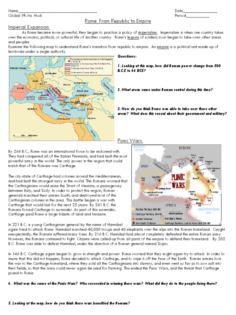 High School History Worksheet | PDF | Roman Republic | Julius Caesar