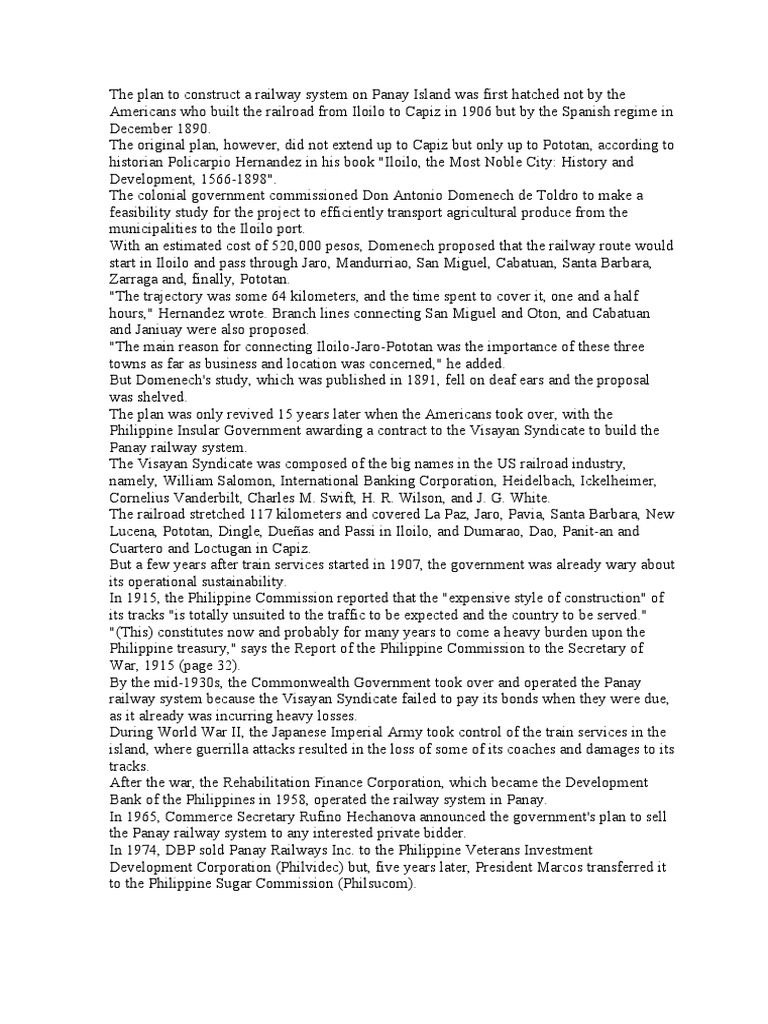 Panay Railways | PDF | Rail Transport | Transport