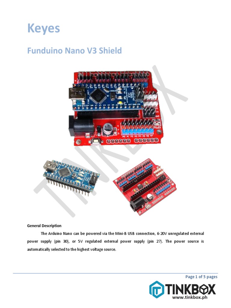 Keyes Funduino Uno And Nano Multi Purpose Shield V3 Pdf Arduino