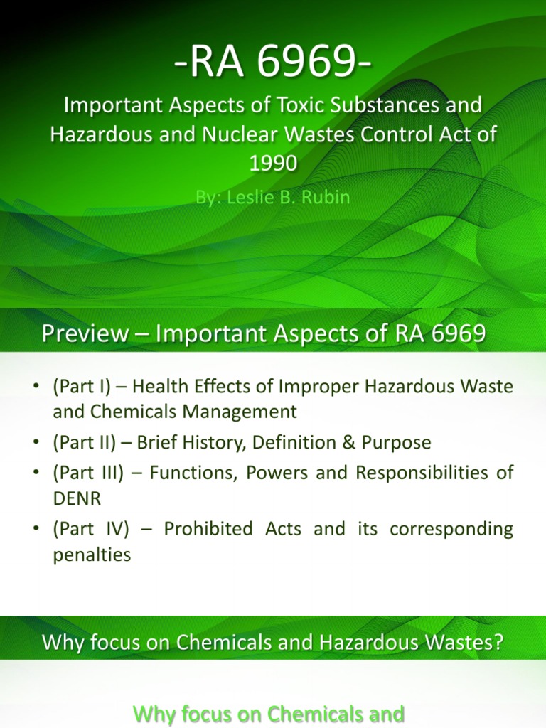 RA 6969 Important Aspects | PDF | Polychlorinated Biphenyl | Chemical Substances