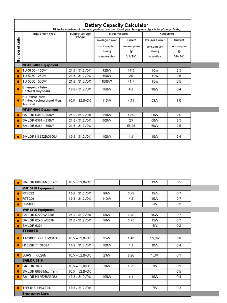 Battery Capacity Calculator Ver.4 | PDF | Radio | Battery (Electricity)