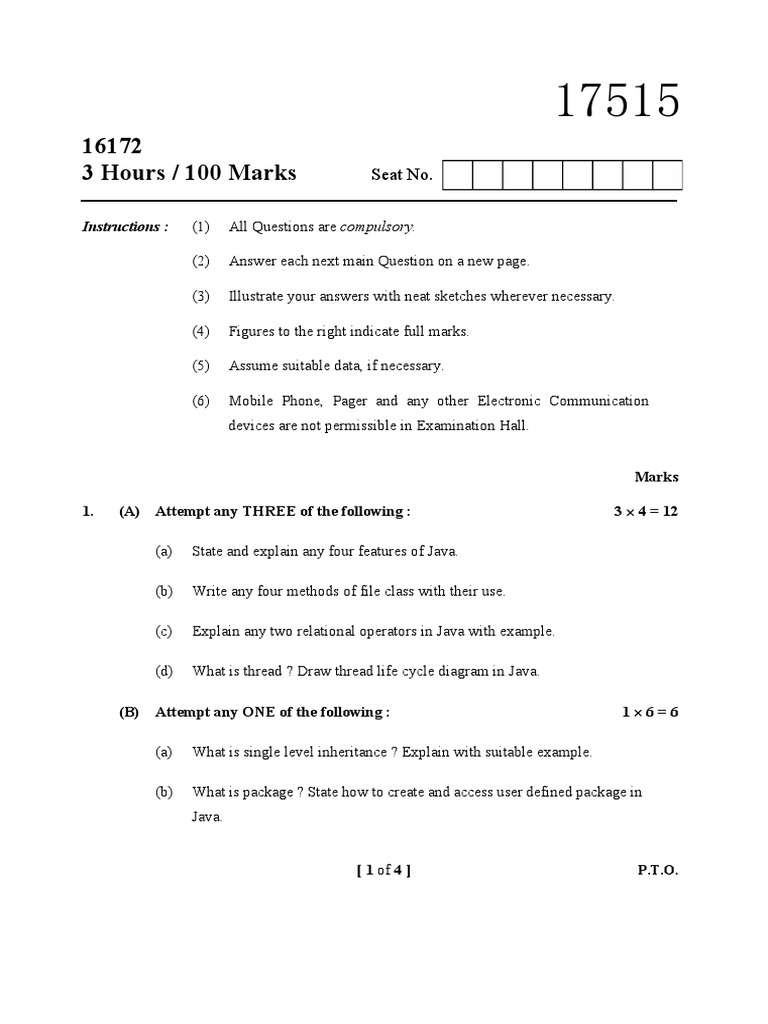 Java 2017 Summer Question Paper Pdf Java Programming Language Class Computer Programming 7336