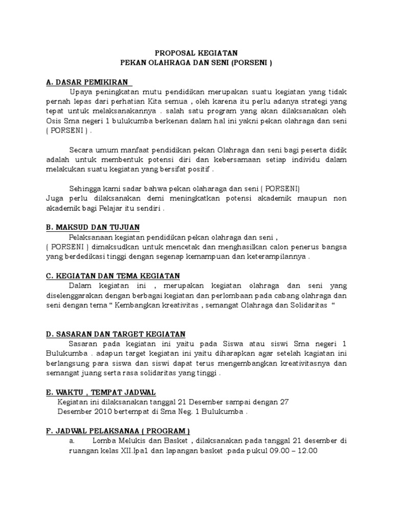 Proposal Kegiatan Porak | PDF