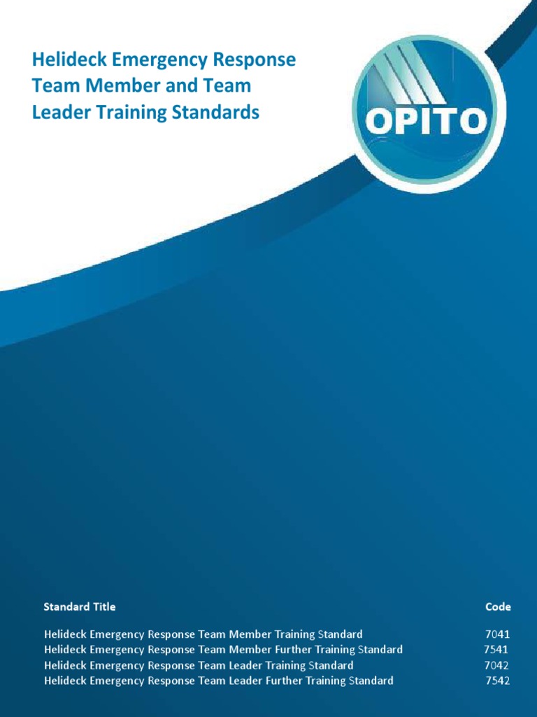 Helideck Emergency Response Team Member Hertm Training Standard ...