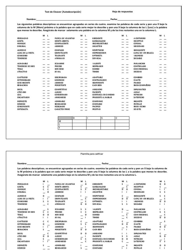 Formato Test de Cleaver