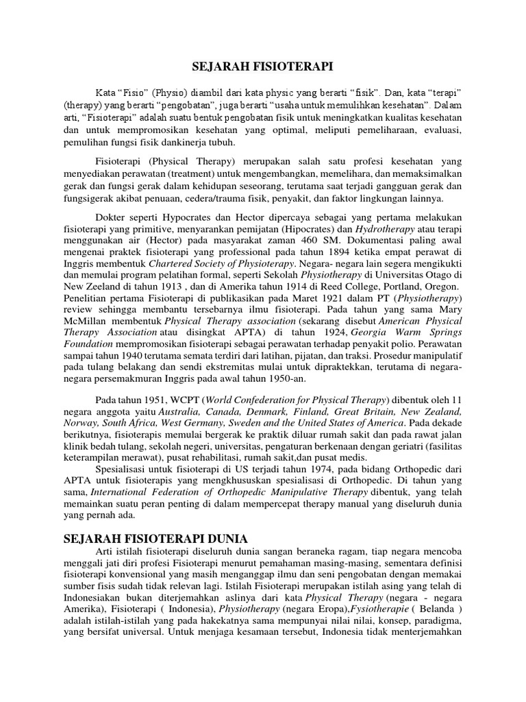 Sejarah Fisioterapi | PDF