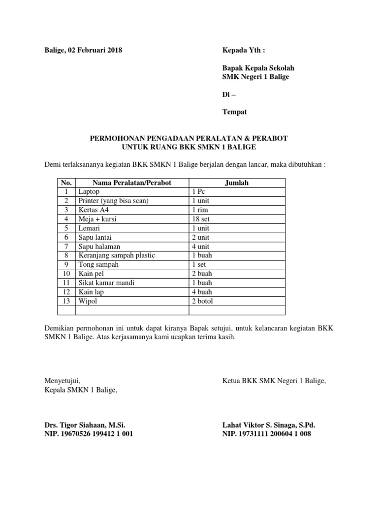 Surat BKK Permohonan | PDF